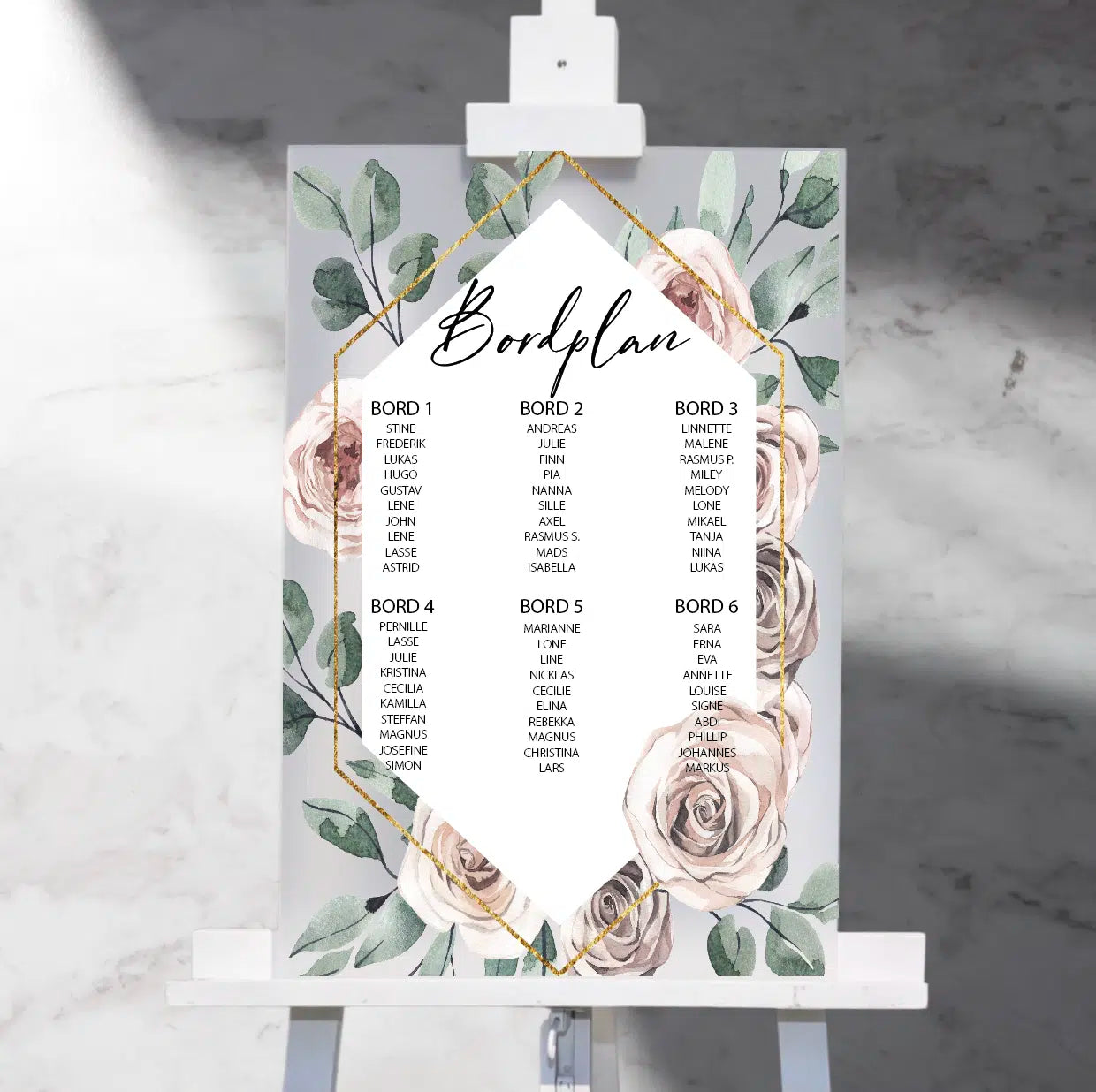 Bordplan - Blomsterkrans sekskant - 40x60 cm