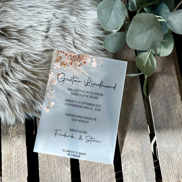 Invitation - Tørrede blomster - 19,5x14,5 cm